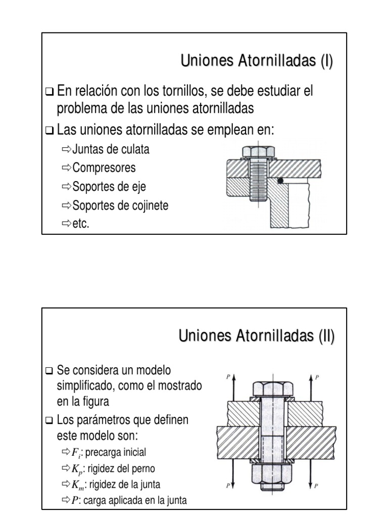 Uniones Atornilladas Modelos Y Aplicaciones Pdf Ingeniería
