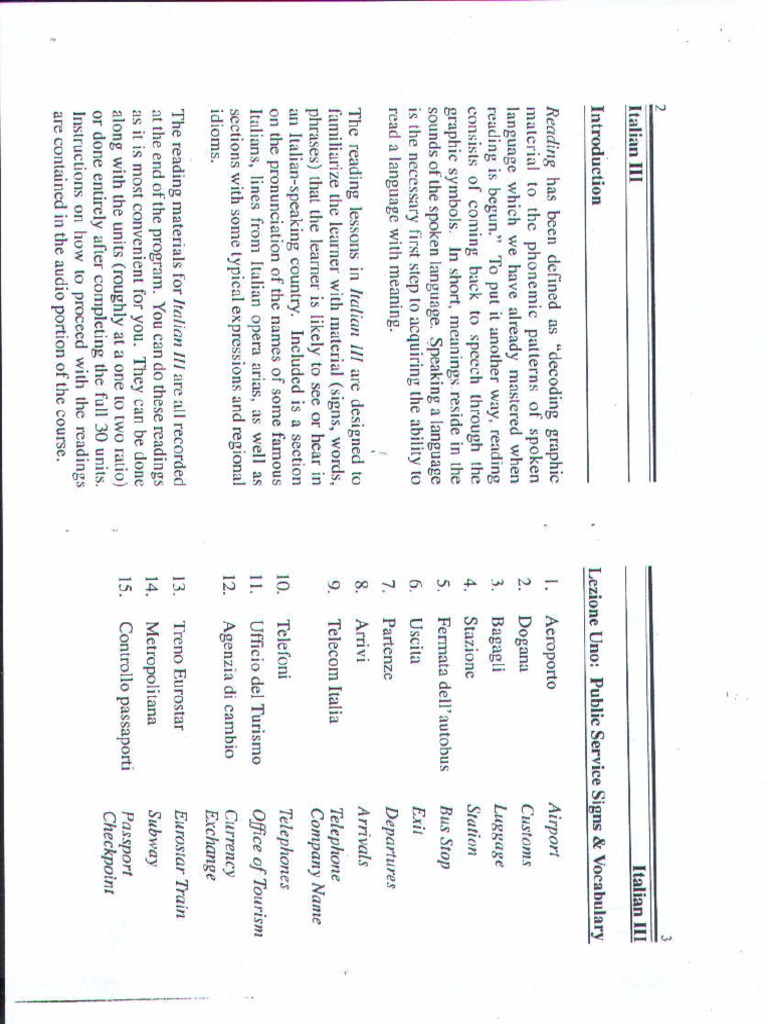 Pimsleur Italian Reading Booklet III PDF | PDF