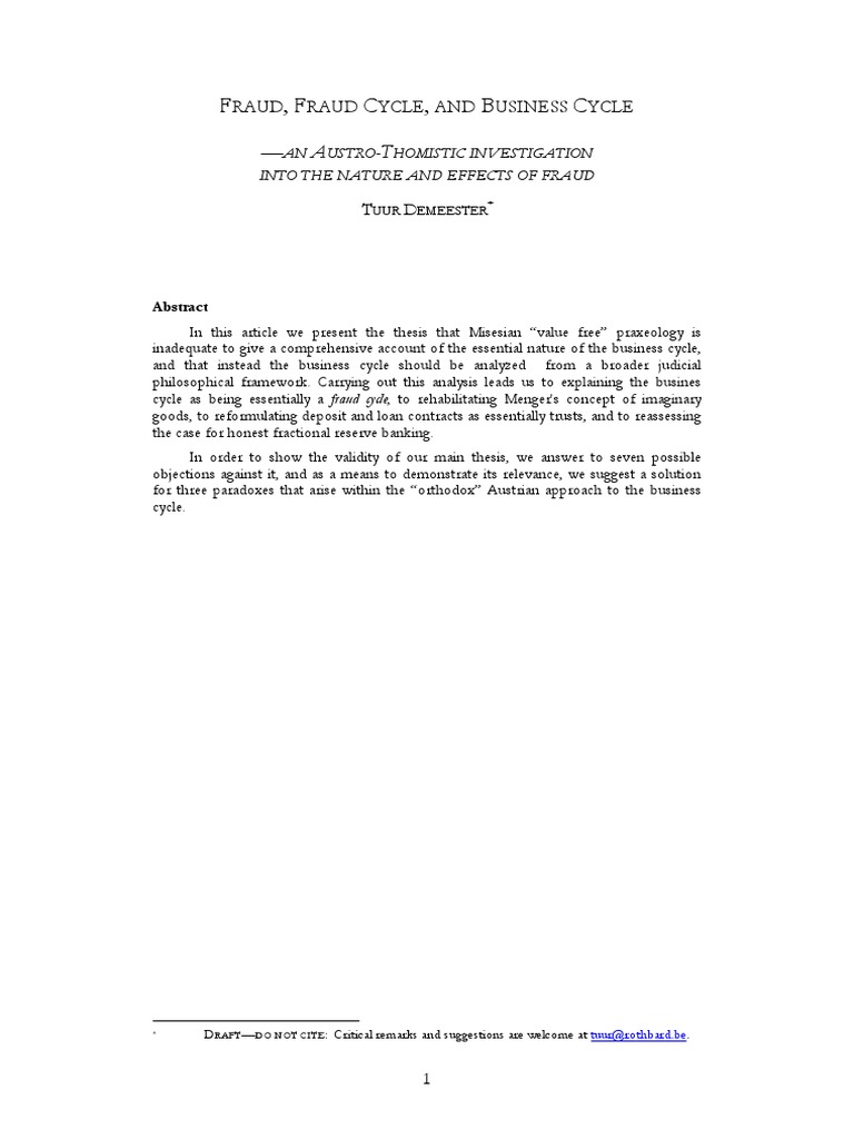 Fraud, Fraud Cycle, and Business Cycle | PDF | Austrian School ...