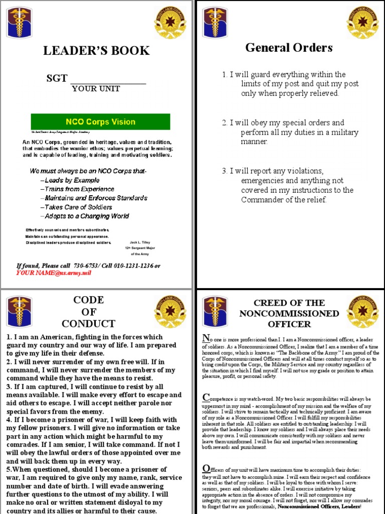 Leaders Book EXAMPLE | PDF | Military Organization | Military Science