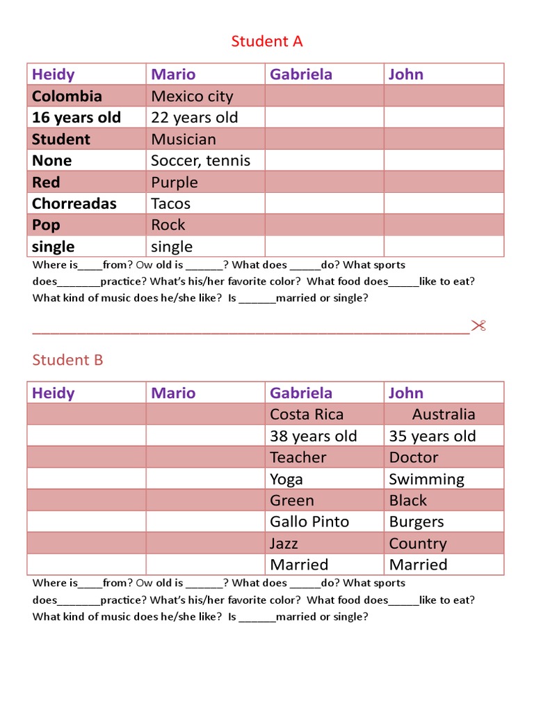 Info Gap Personal Info Fun Activities Games 22275 | PDF