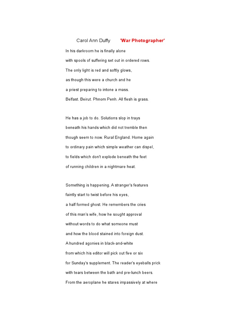 A Glimpse into the Life of a War Photographer | PDF | Poetry | Metaphor
