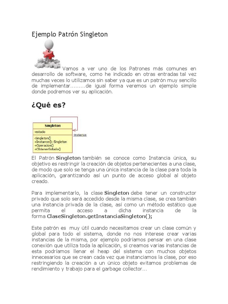 Implementación del Patrón Singleton | PDF | Gestión de tecnología de la información | Ingeniería ...