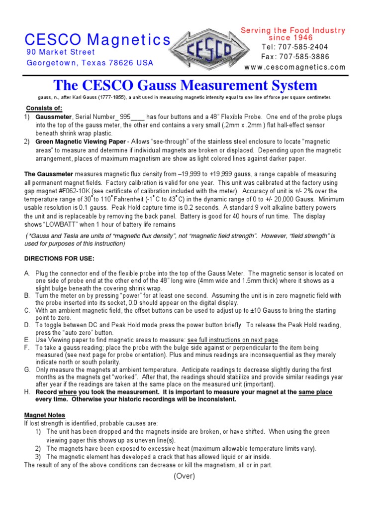 Gauss Meter | PDF | Magnetometer | Magnet