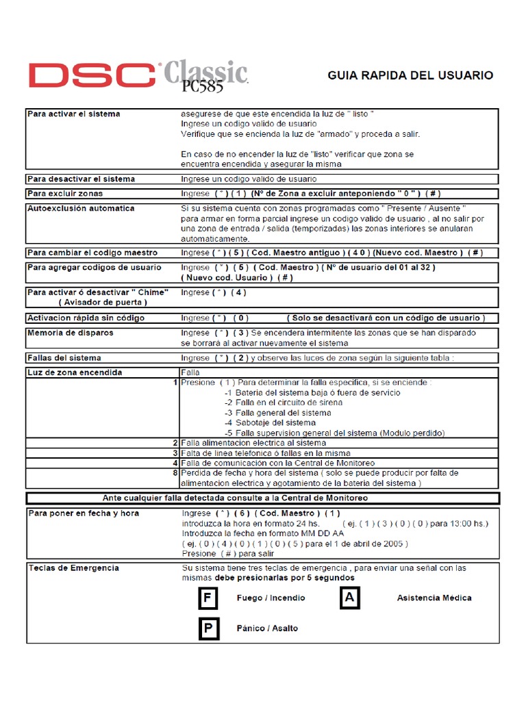 DSC 585 Guia Rapida | PDF