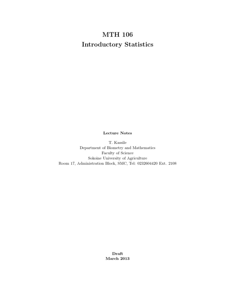 MTH 106 INTRODUCTORY TO DESCRIPTIVE STATISTICS | Download Free PDF ...