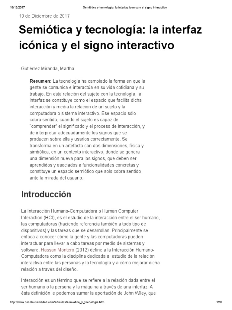 Interfaz Icónica: Semiótica y HCI | PDF | Interactividad | Semiótica