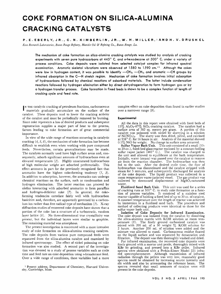 Coke Formation Onsilica-Alumina Cracking Catalysts | PDF | Adsorption ...