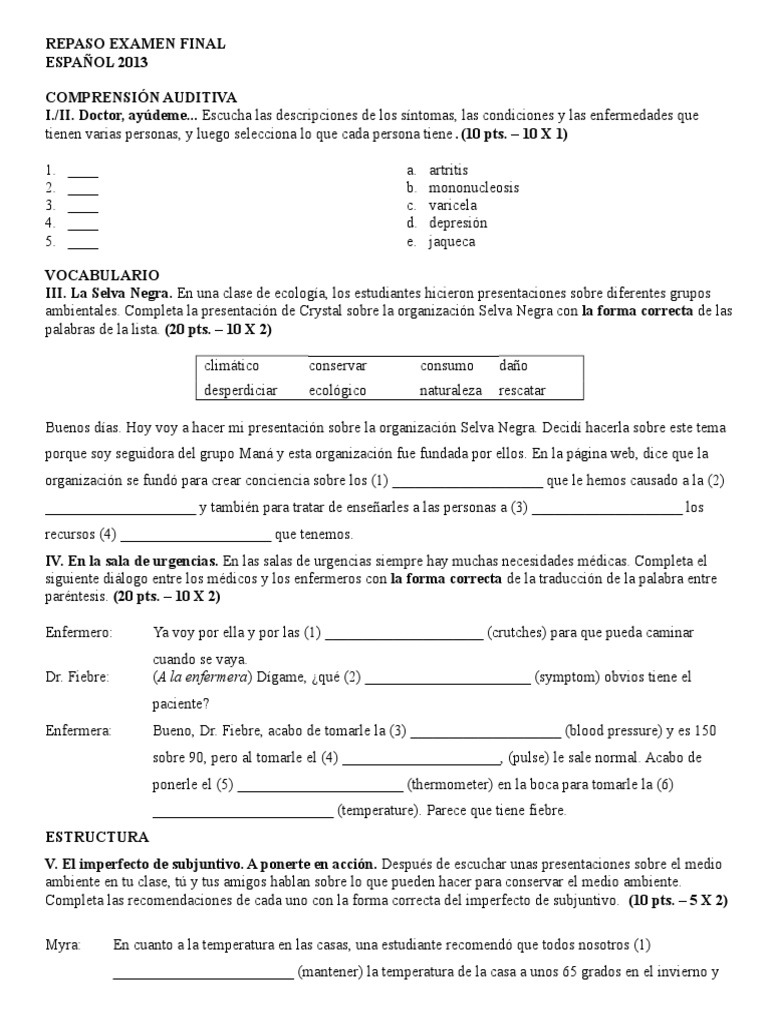 2013 Repaso Final 2017 | PDF | Hospital | Lingüística