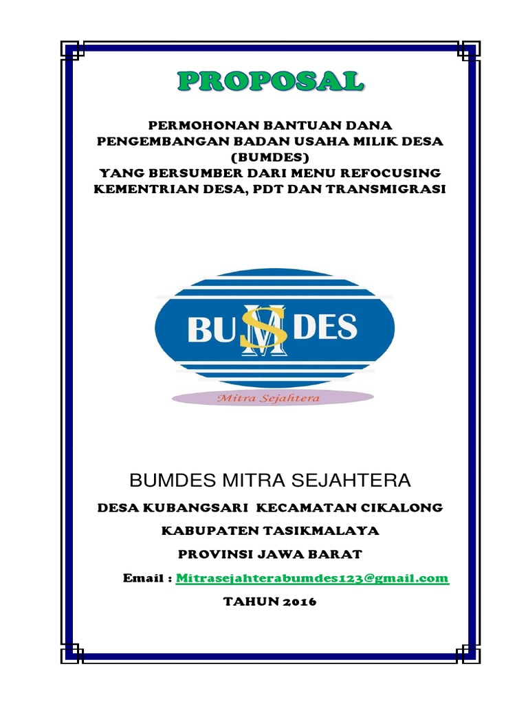 Cover Proposal BUMDES | PDF