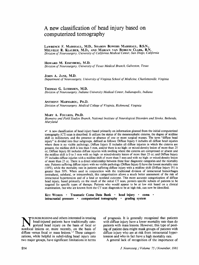 A New Classification of Head Injury Based On | PDF | Traumatic Brain ...