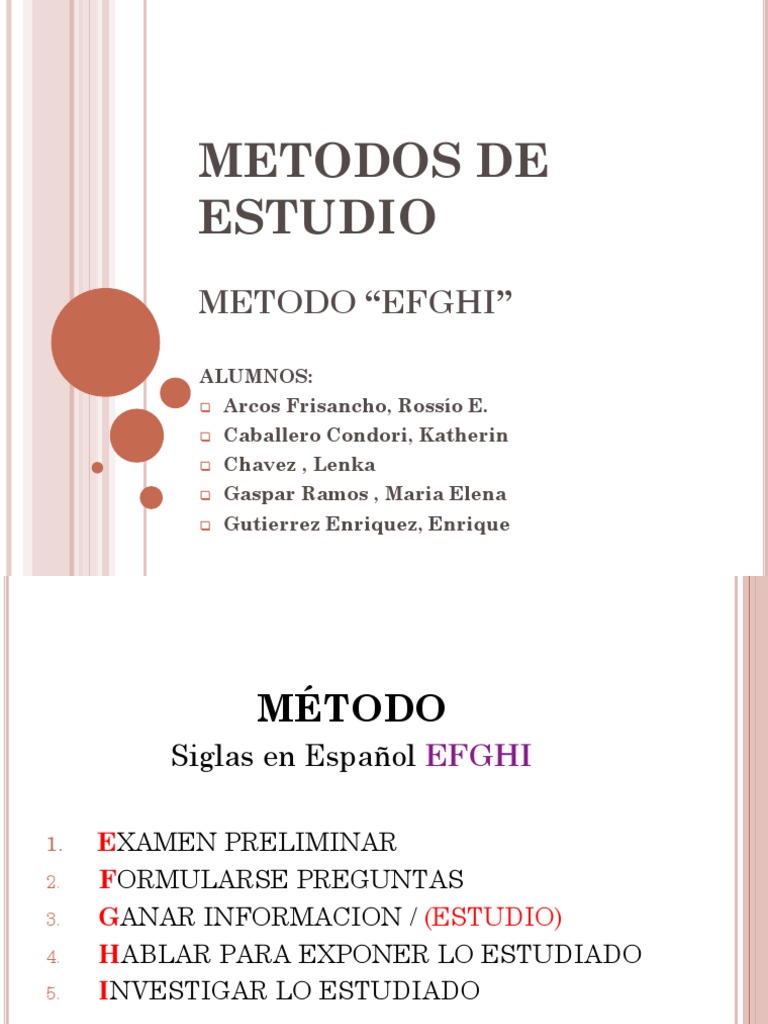 Metodo Efghi | PDF | Lectura (proceso) | Aprendizaje