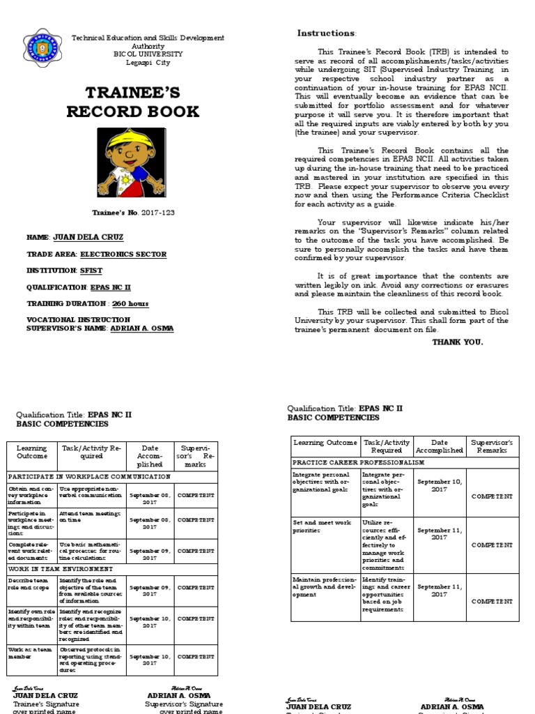 Osma Trainees Record Book | PDF | Occupational Safety And Health ...