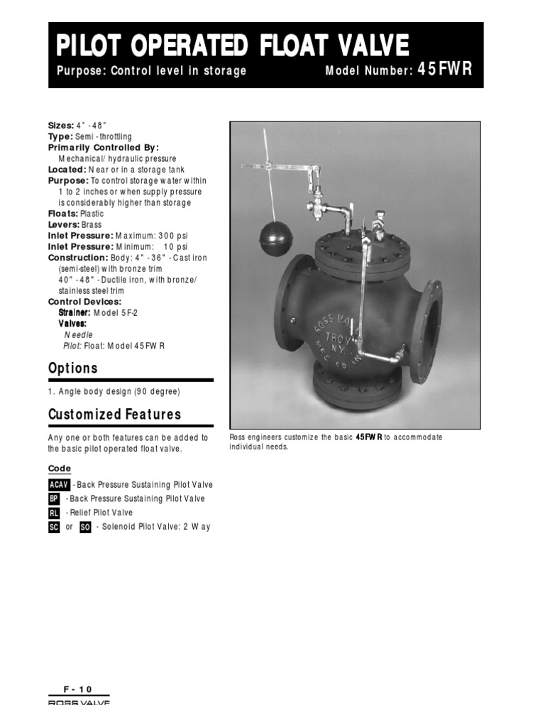 Pilot Float Valve 45fwr | PDF | Valve | Piston
