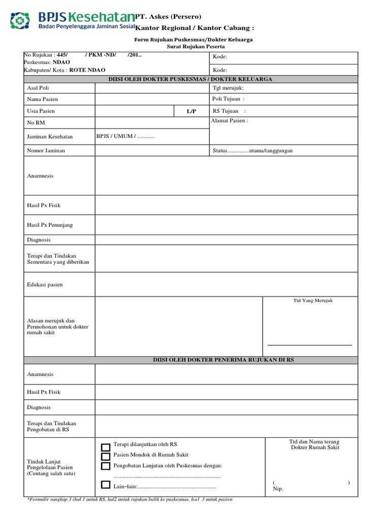 Form - Rujukan BPJS (Perawat) | PDF