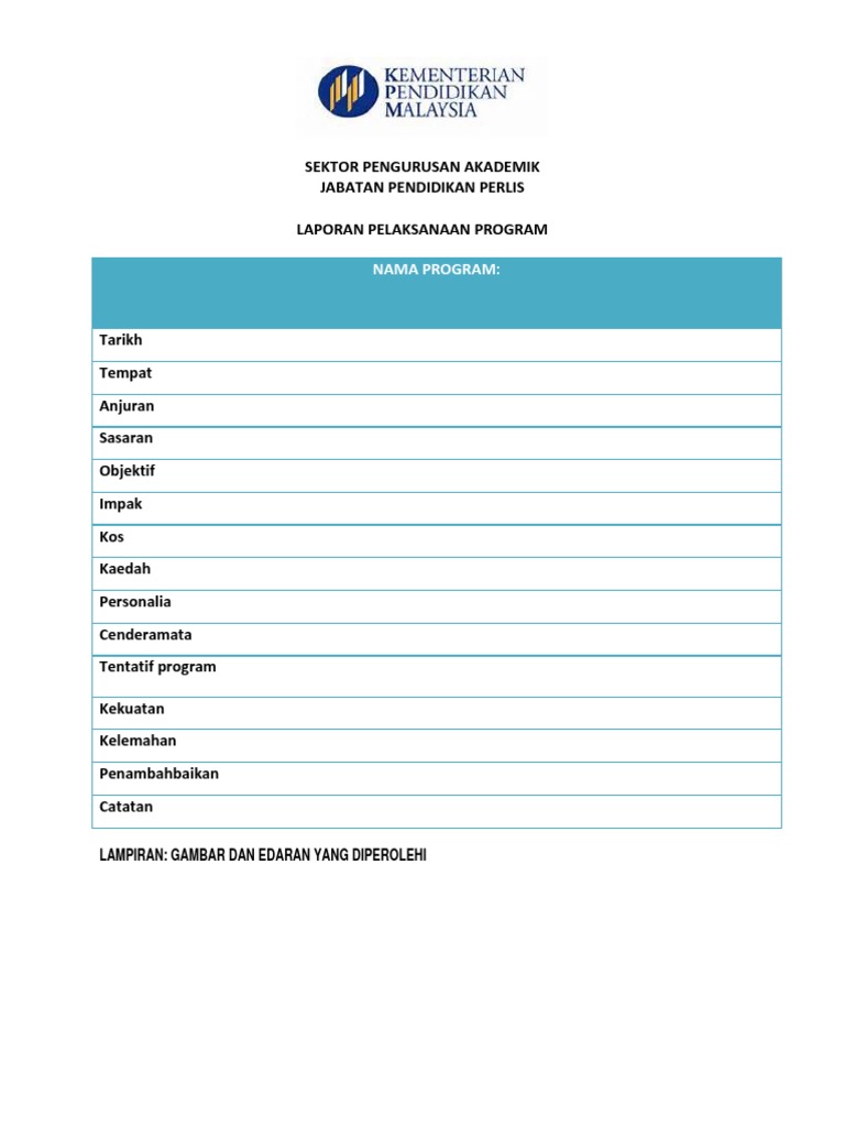Tapak Format Laporan Program | PDF