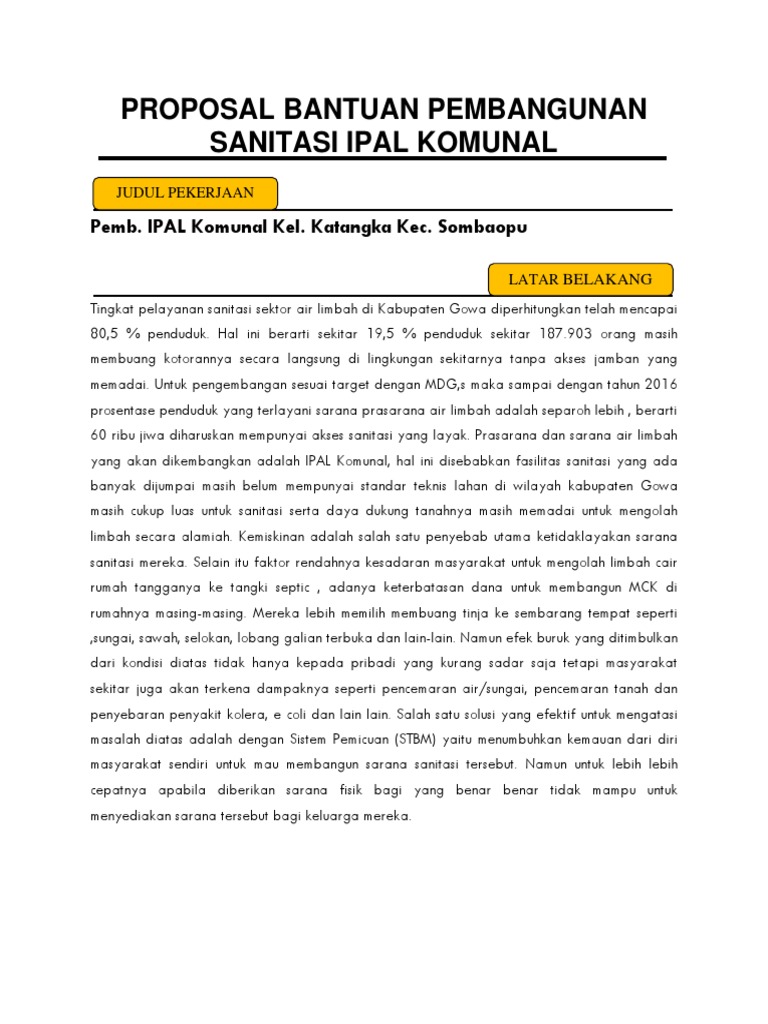Proposal Bantuan Pembangunan Sanitasi Ipal Komunal | PDF | Sains & Matematika