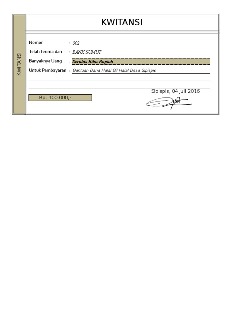 Contoh Kuitansi | PDF | Pengelolaan Keuangan & Uang | Pengembangan Diri