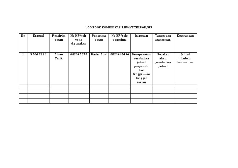 Contoh Log Book Komunikasi Lewat Telpon | PDF