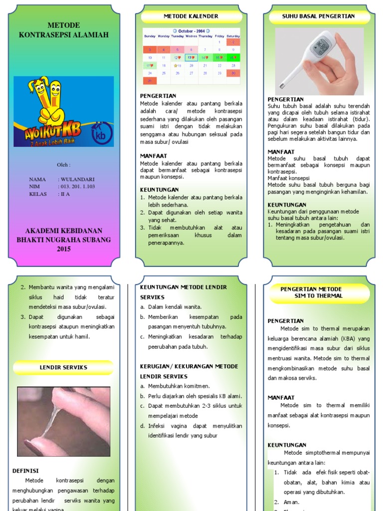 Leaflet Wulandari Metode Kalender, Suhu Basal, Lendir Serviks Sim To ...