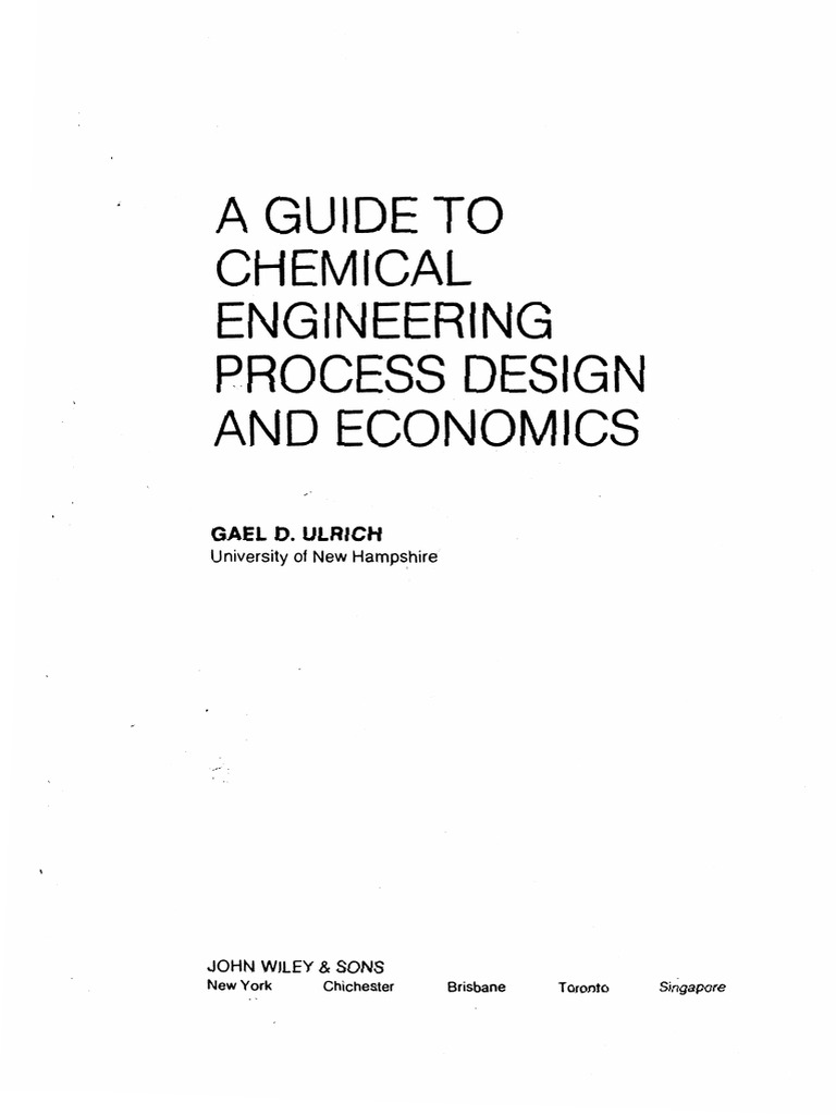 Ulrich - A Guide To Chemical Engineering Process Design and Economics ...