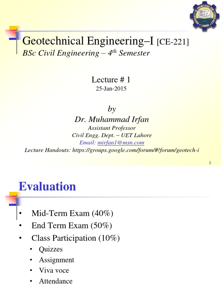 Geotechnical Engineering Lecture Notes Pdf