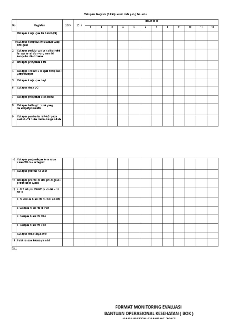 Format Monev Bok 2017 | PDF
