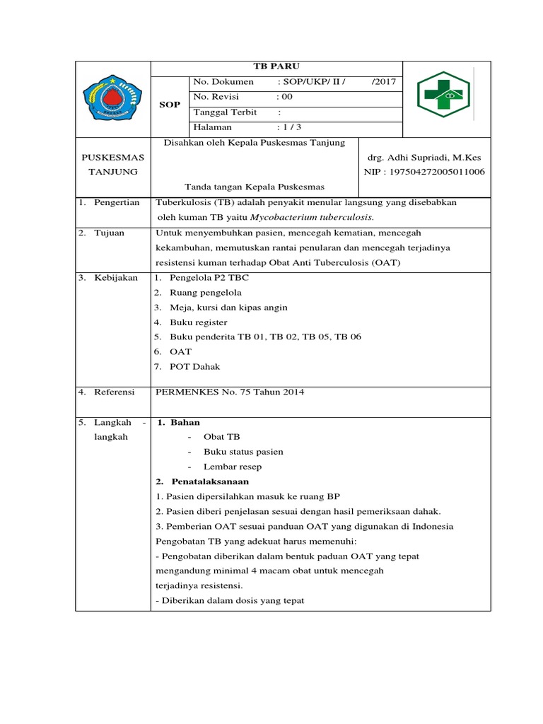Sop TB Paru | PDF | Pengembangan Diri | Kesehatan Holistik