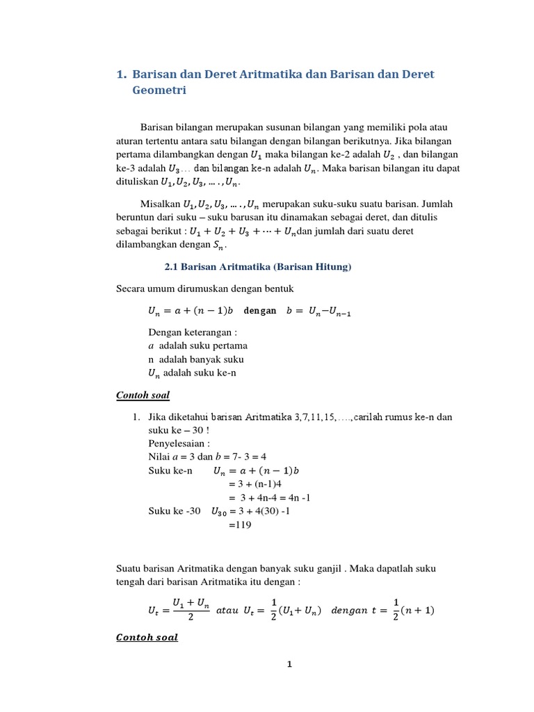 Makalah Barisan Dan Deret Matematika | PDF | Metode & Bahan Ajar