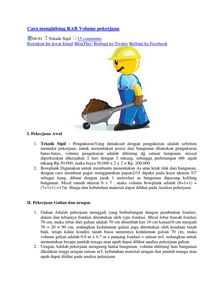 Cara Menghitung Rab Volume Pekerjaan Pdf