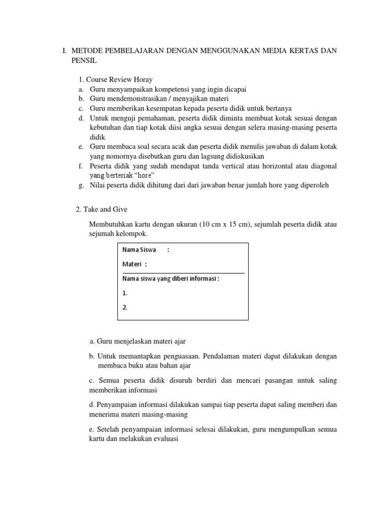 Metode Pembelajaran Kreatif | PDF