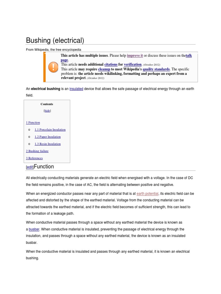 Bushing (Electrical) : Function | Download Free PDF | Insulator ...