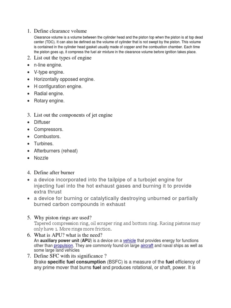Define Clearance Volume | PDF | Internal Combustion Engine | Systems ...