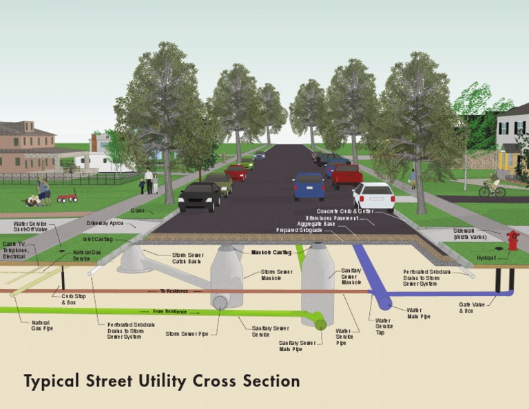 Street Cross Section | Storm Drain | Sanitary Sewer