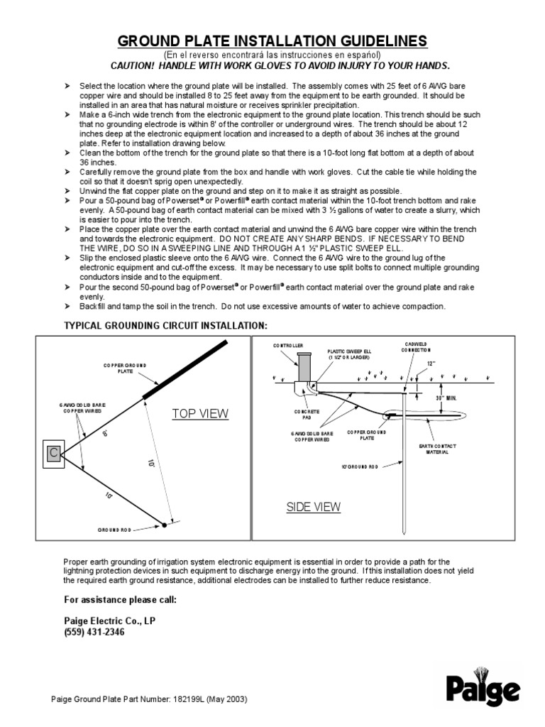 Ground Plate Installation 182199 L | PDF | Electric Power | Electricity