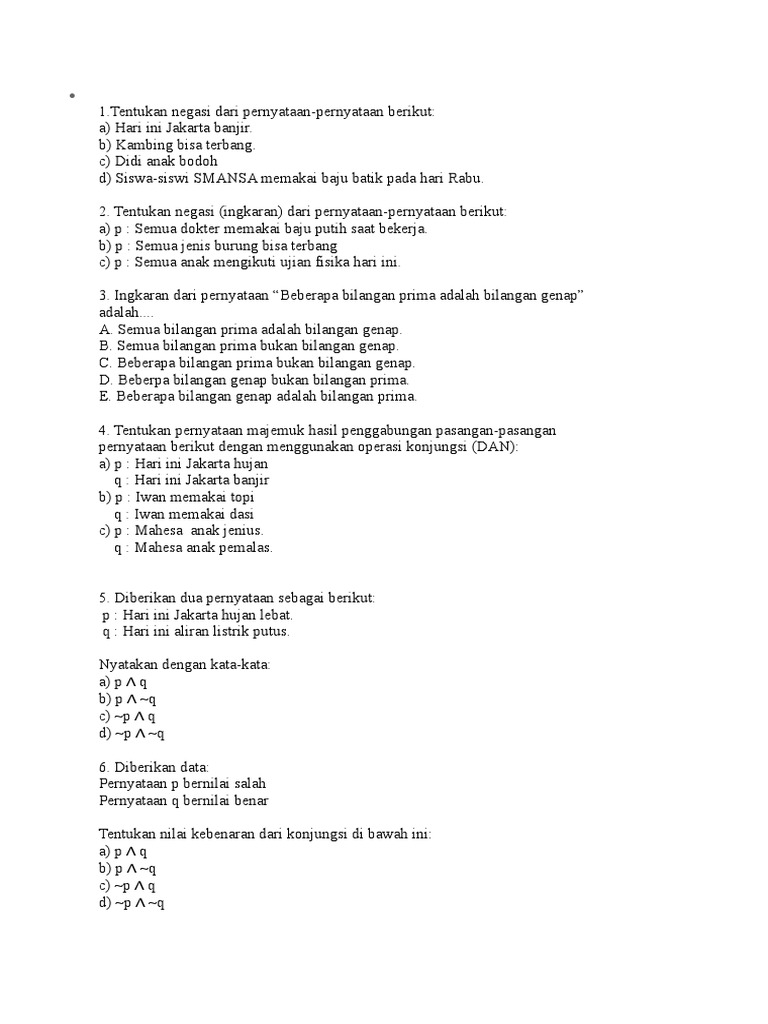 Logika dan Negasi dalam Matematika | PDF | Sains & Matematika