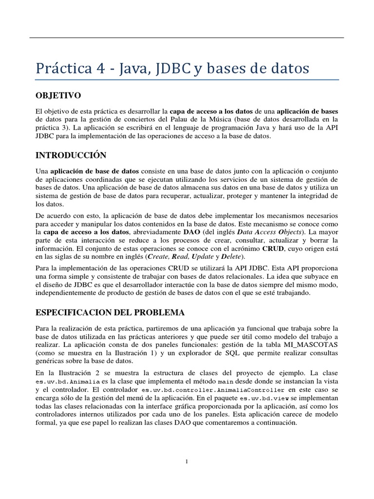 Capa DAO en Java con JDBC para Conciertos | PDF | Tabla (base de datos ...