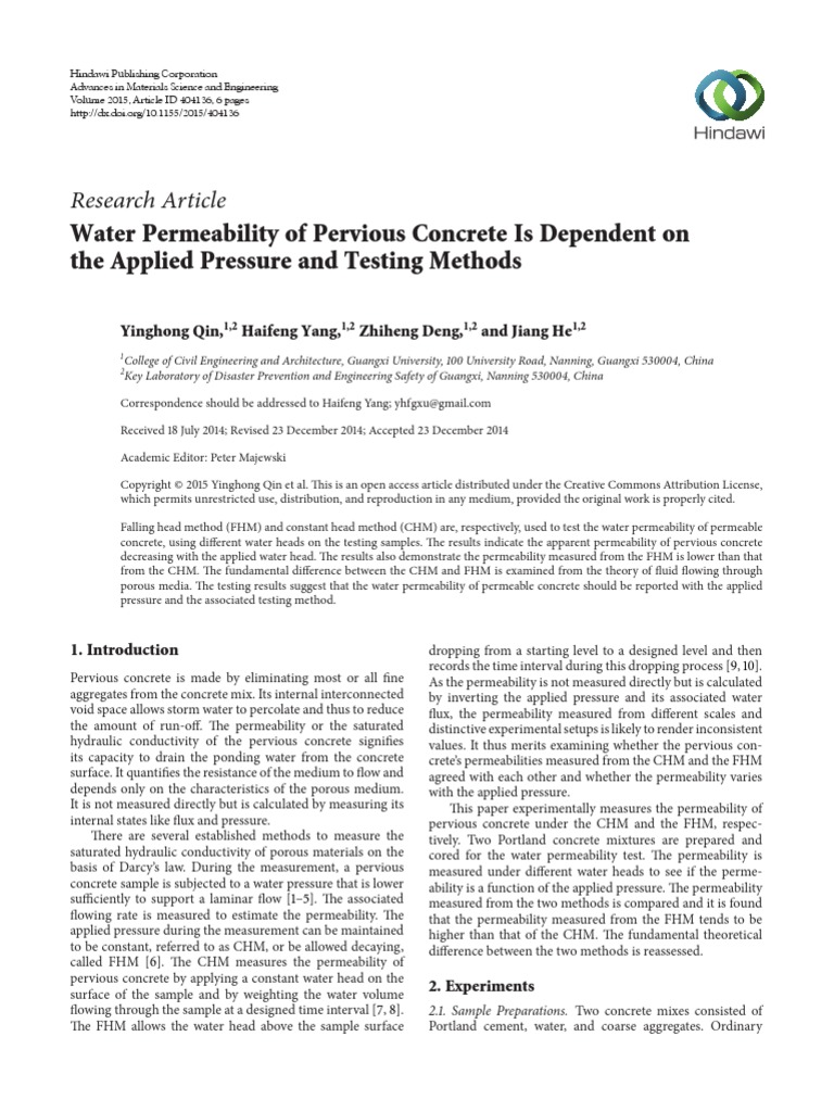 Water Permeability Test on Concrete | Permeability (Earth Sciences ...