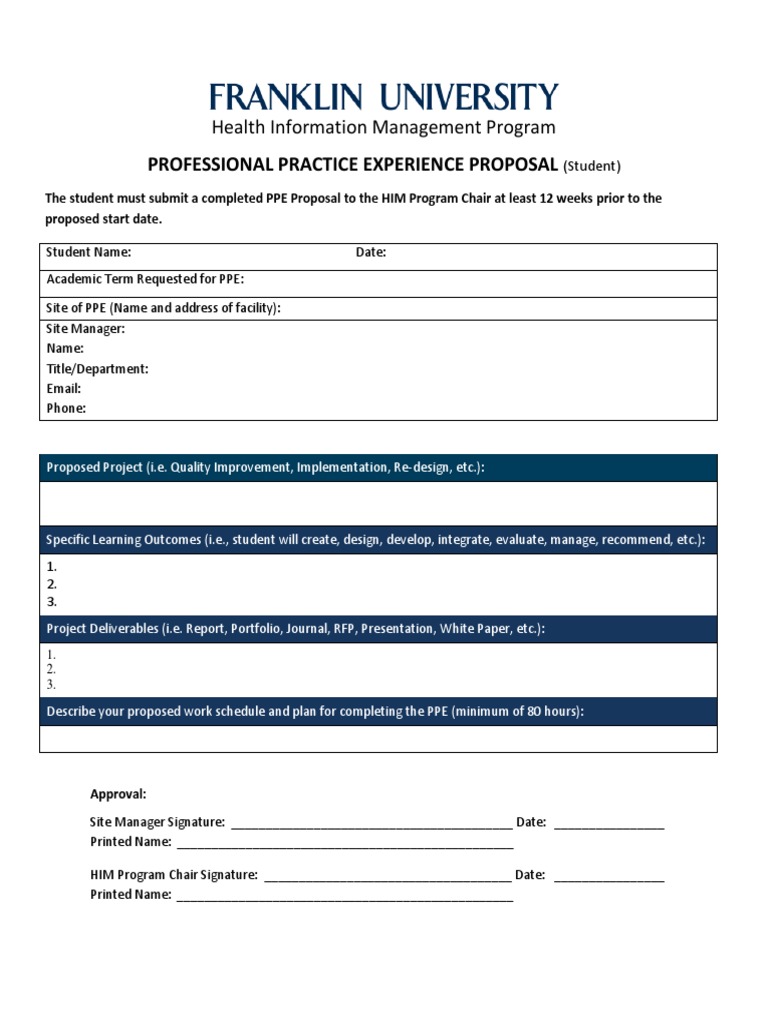 Professional Practice Experience Proposal: Health Information ...
