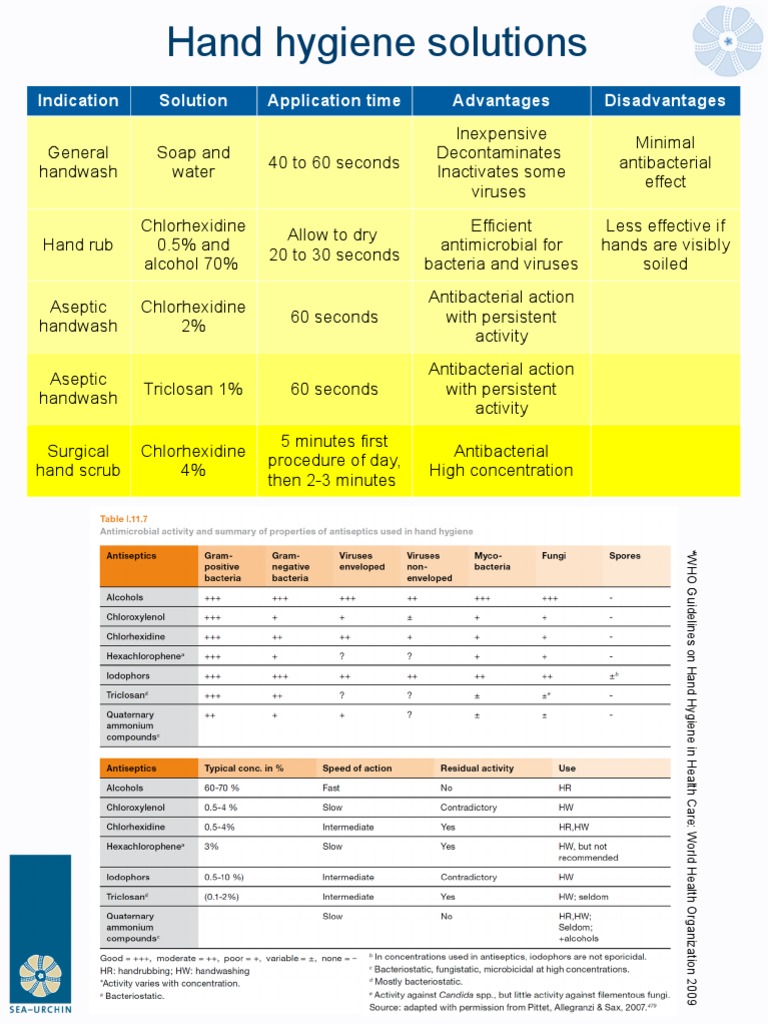 Hand Hygiene Solutions: Indication Solution Application Time Advantages ...