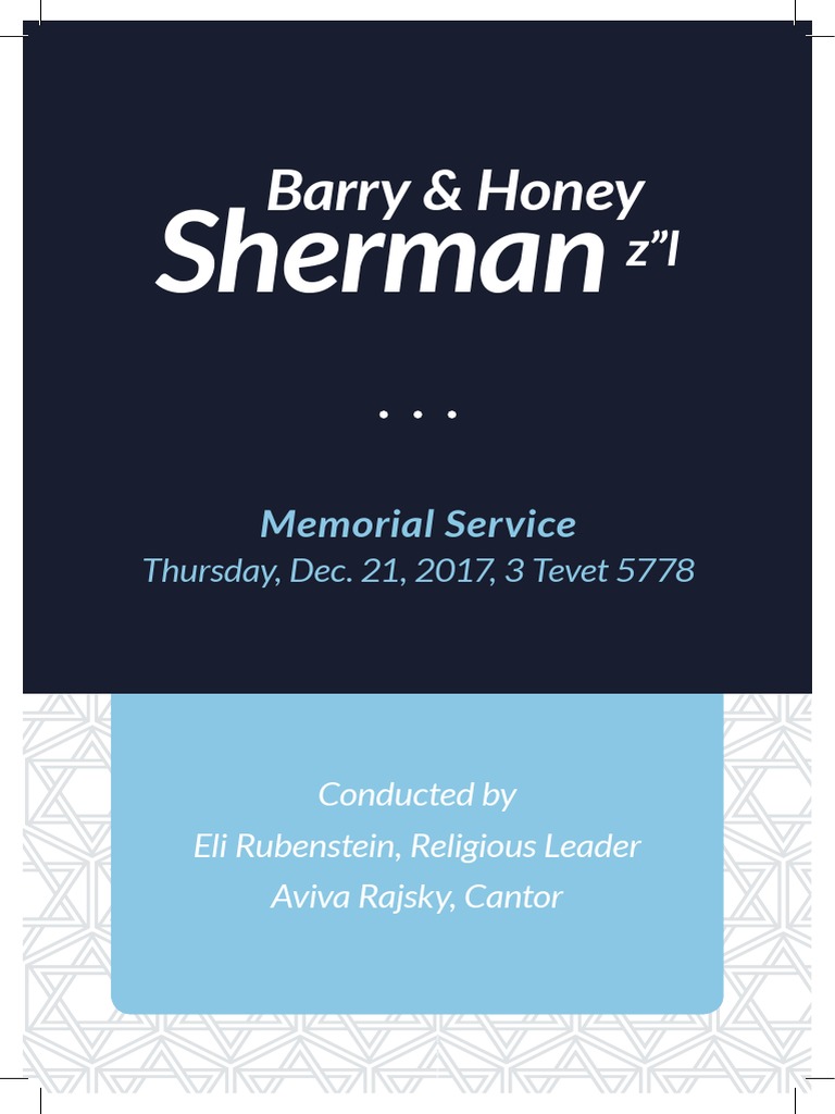 Sherman Memorial Service Program | PDF | The Holocaust | Funeral