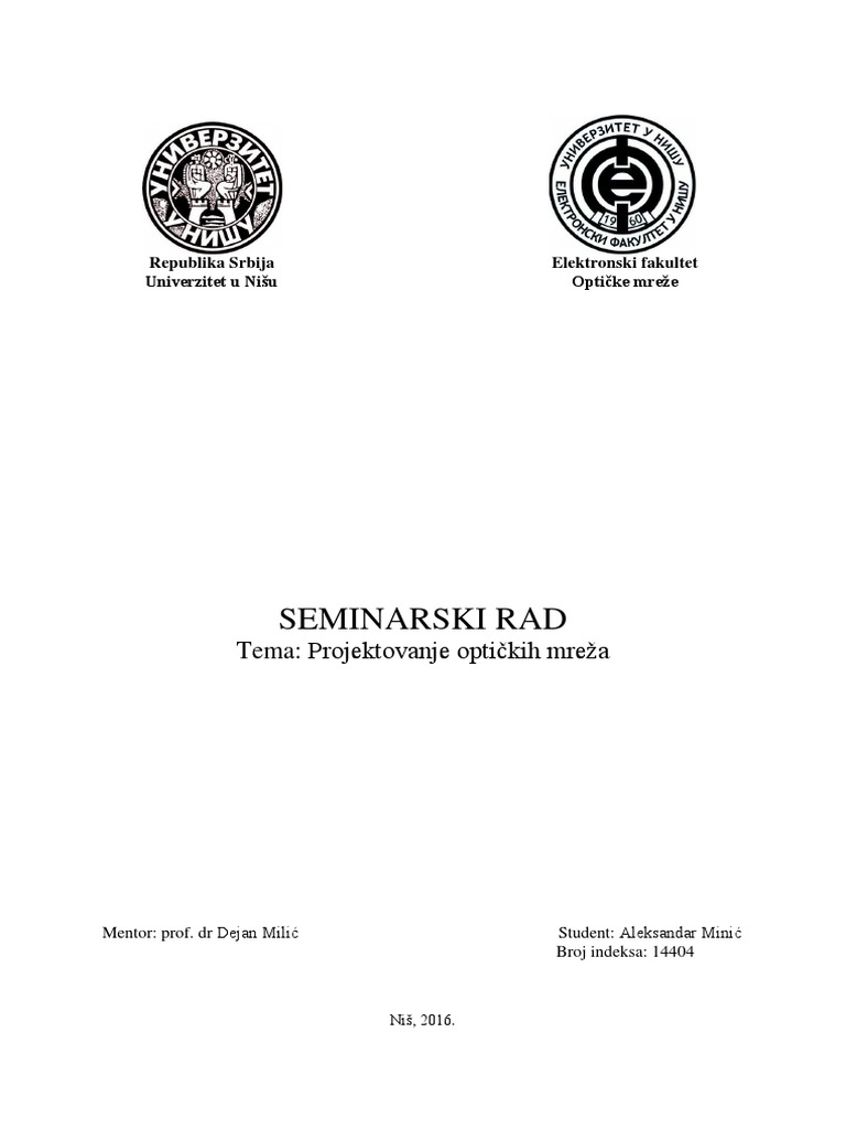 Projekat - Optičke Mreže | PDF