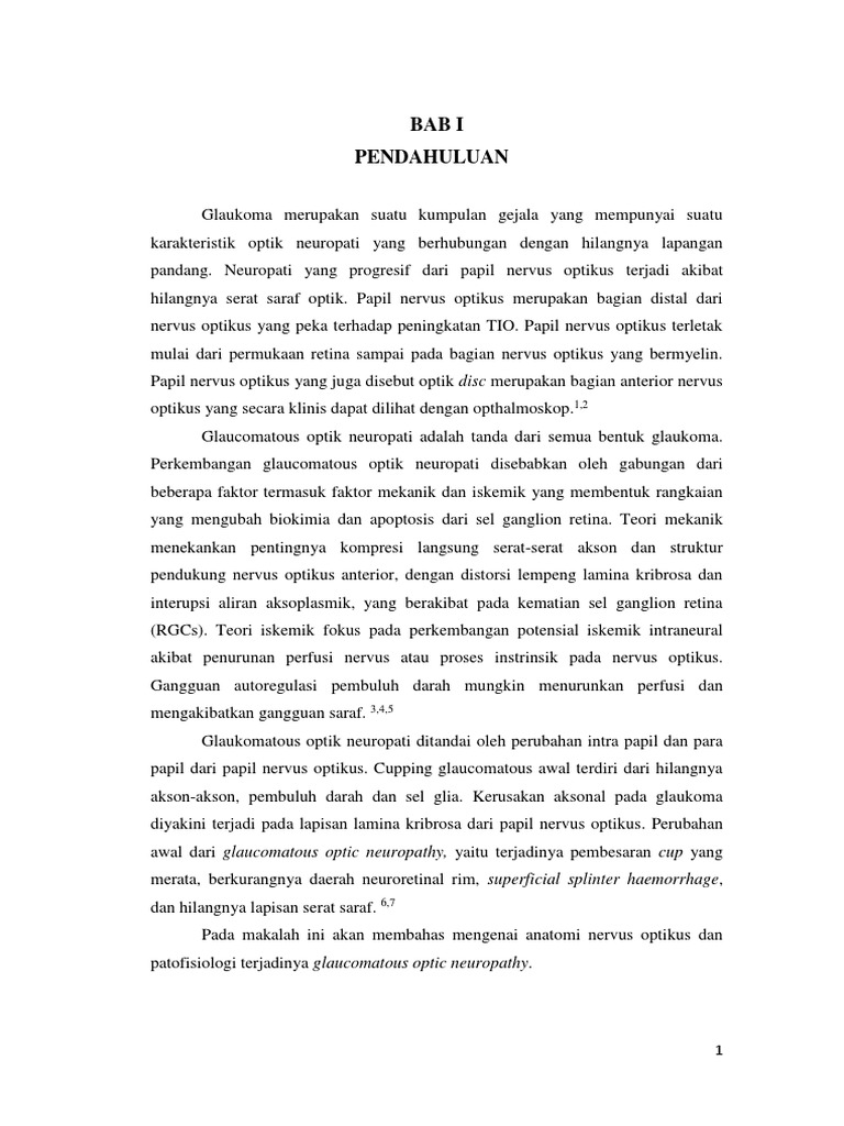 Mekanisme Glaukomatous Neuropati Optik | PDF