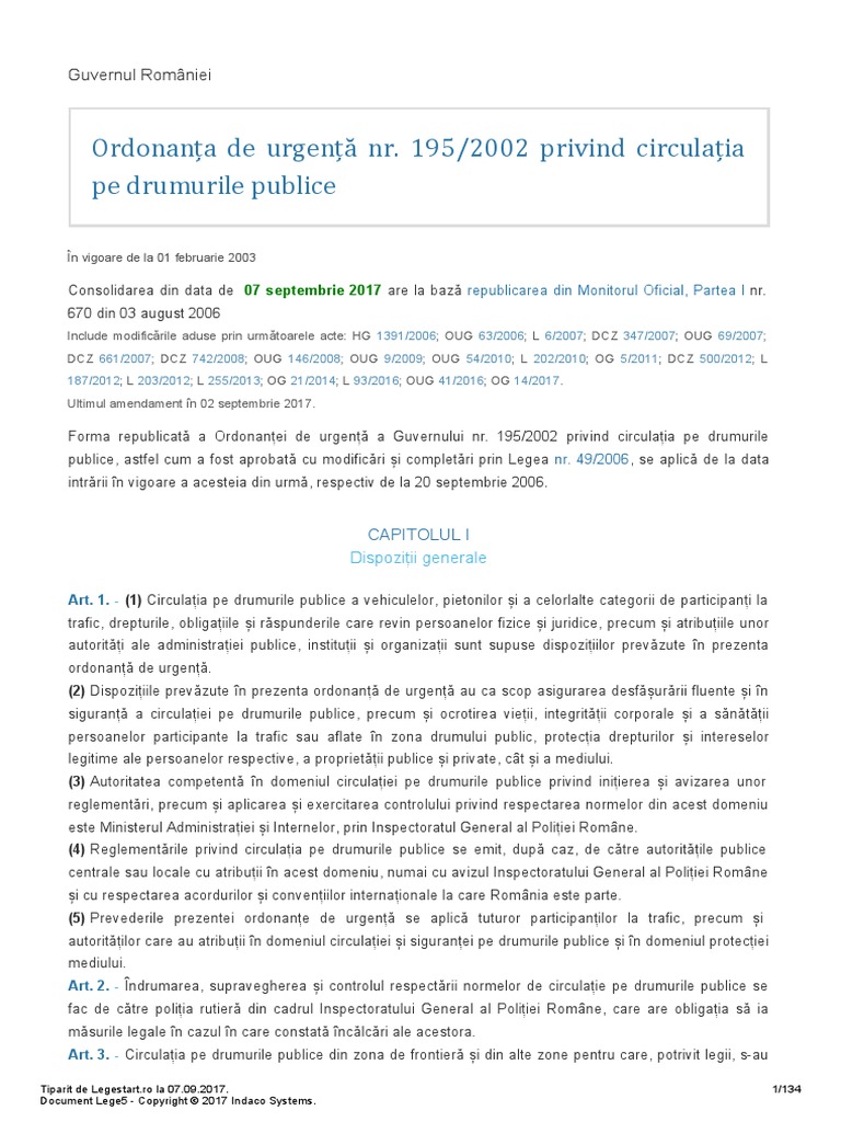 Codul Rutier Actualizat Septembrie 2017 PDF | PDF