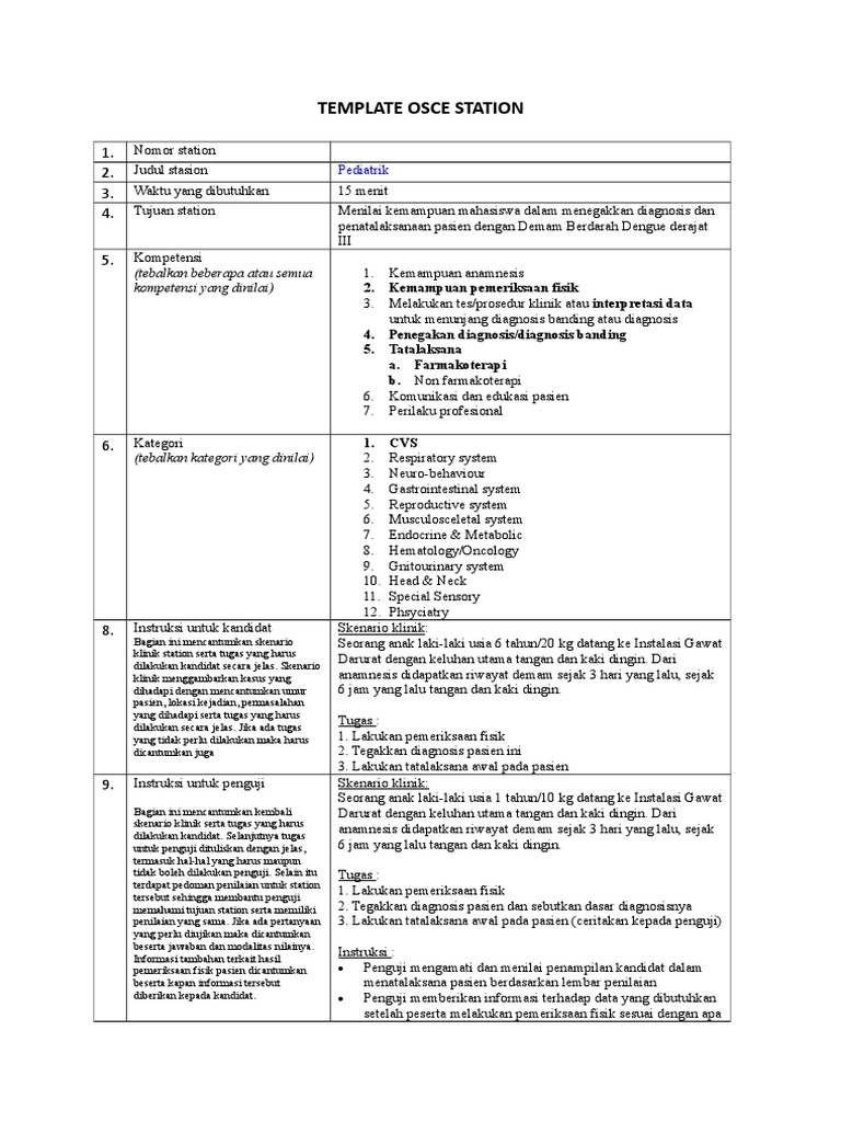 Soal OSCE DHF Pediatri | PDF