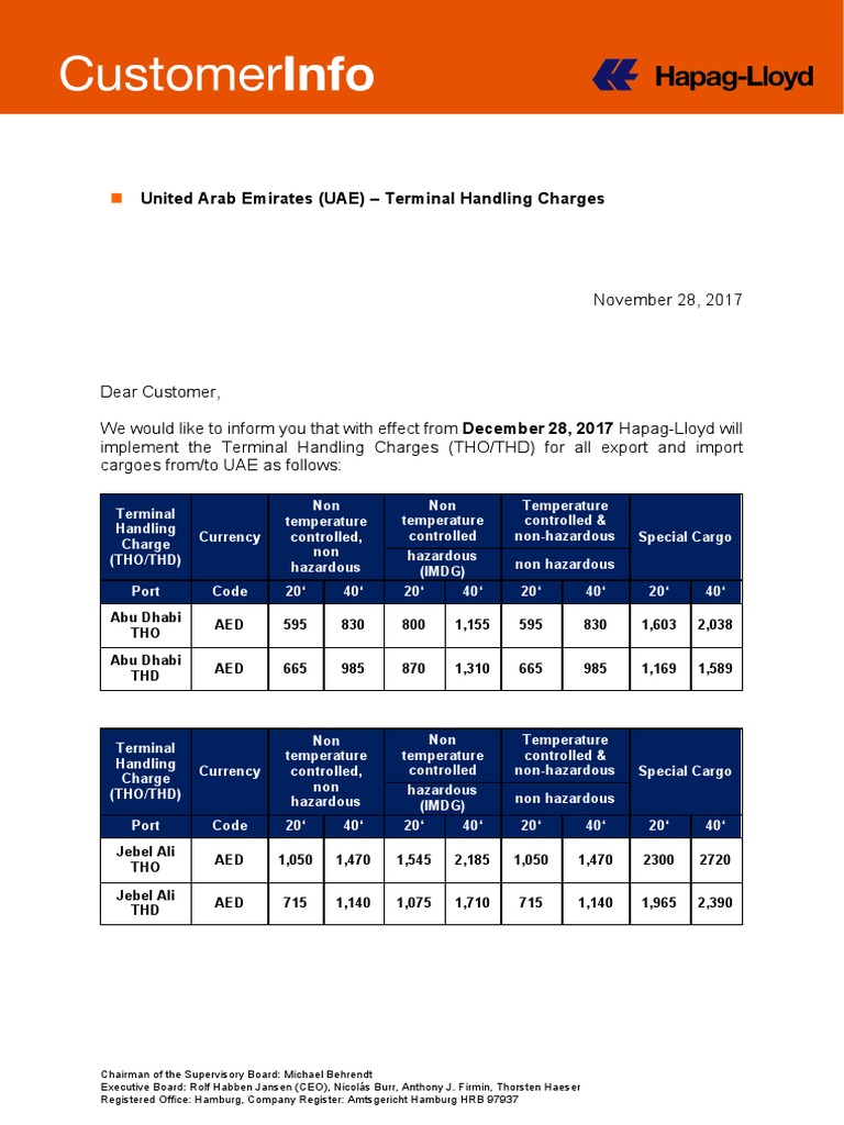 THC Charges | PDF | United Arab Emirates | Shipping