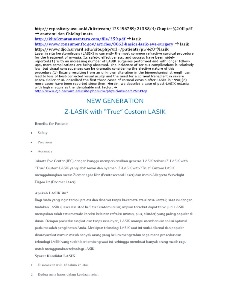 Z-LASIK: Advanced Eye Surgery Guide | PDF