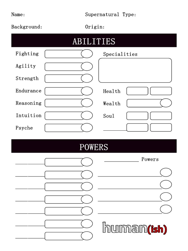 Human(Ish) CharacterSheet
