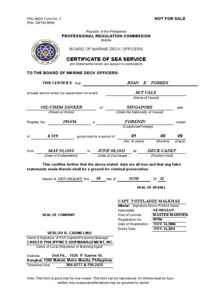 PRC Seafarer Form Updated | PDF | Sailor | Philippines