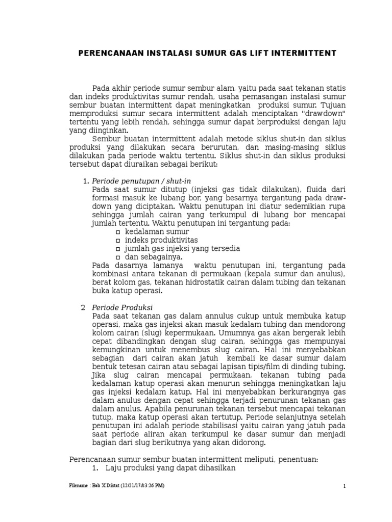 Intermittent Gas Lift | PDF | Metode & Bahan Ajar